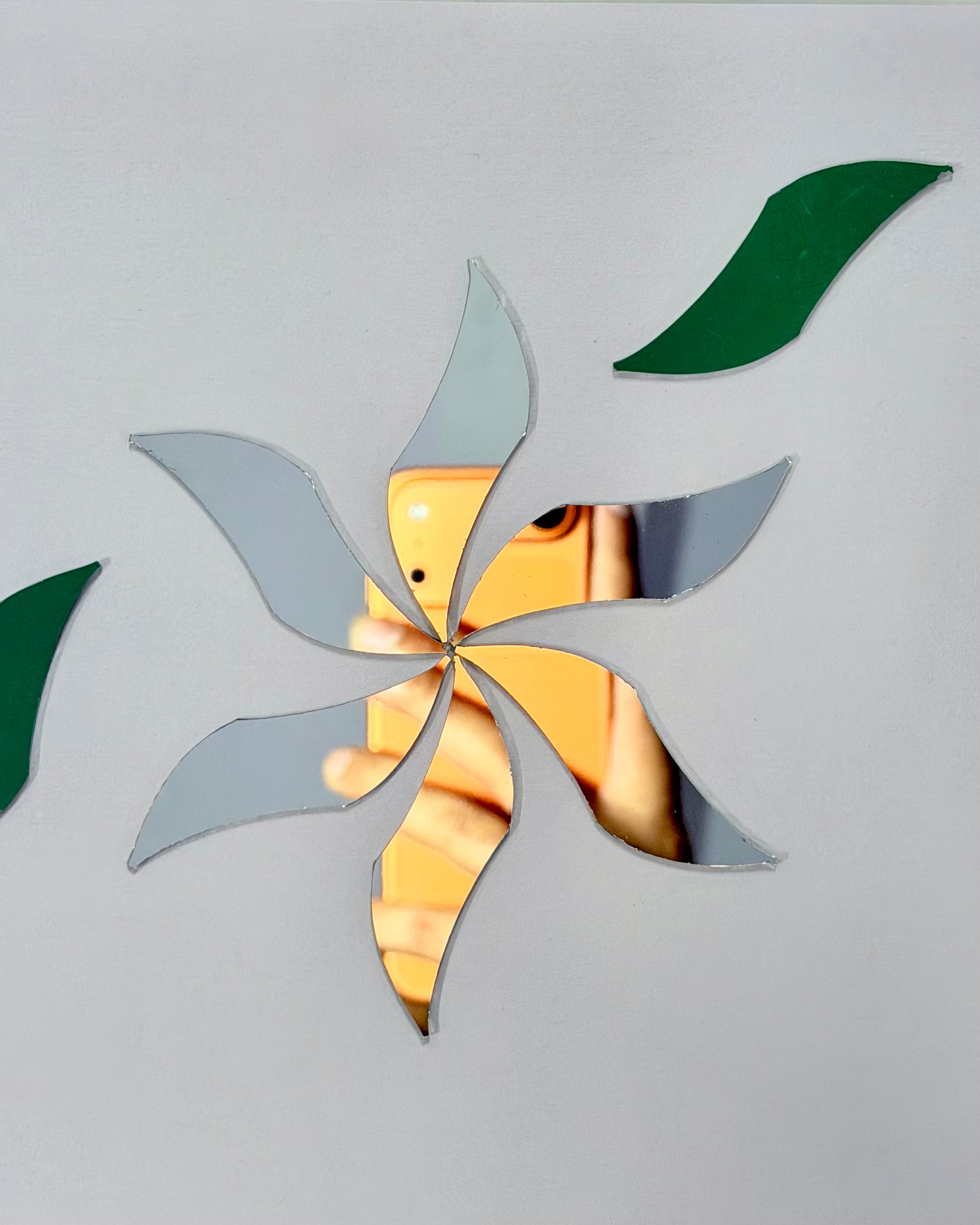 Limited Edition Curved Leaf Flame Shape Silver Mirror Piece – Mirror ...